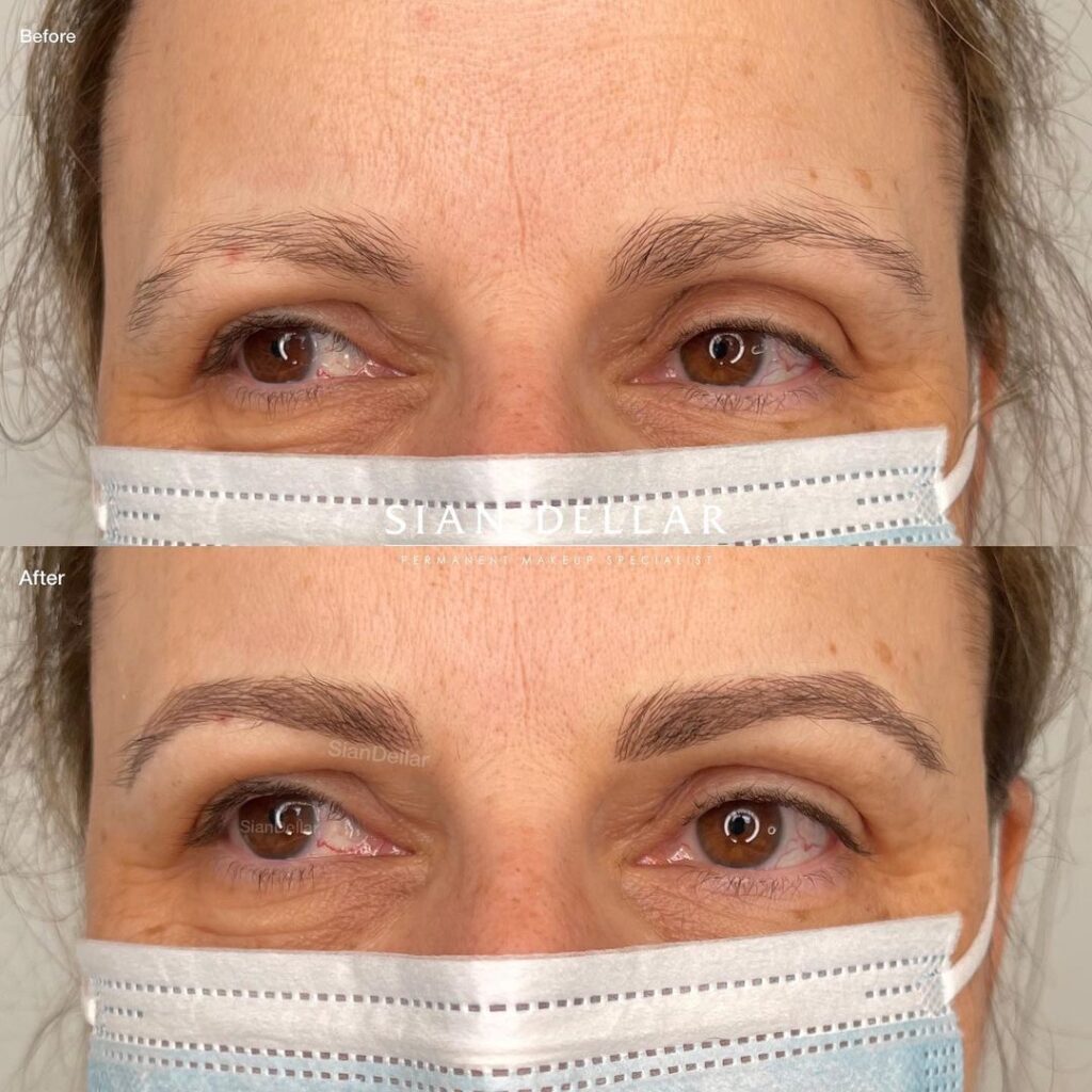 Before & after microblading thicker natural looking eyebrows - Sian Dellar